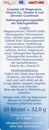 Doppelherz Magnesium 500 +B12 +D3 Direktgranulat 20 St, 32 g dauerhaft ...