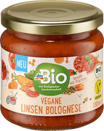 dmBio Tomatensoße, Bolognese mit Linsen, vegan, 350 ml dauerhaft ...