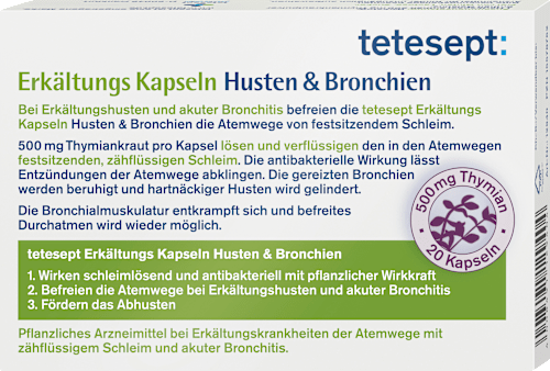 tetesept Erkältungskapseln Husten & Bronchien, 20 St dauerhaft günstig ...