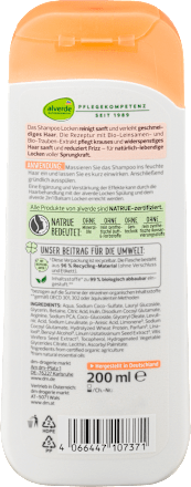 alverde NATURKOSMETIK Shampoo Locken Leinsamen, Traube, 200 ml ...