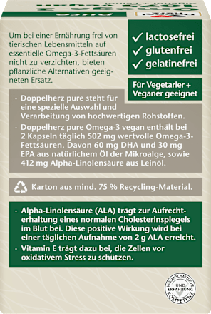Doppelherz Omega-3 1075 vegan 80 St, 61,2 g dauerhaft günstig online ...