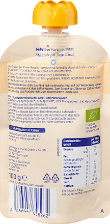 babylove Quetschie Smoothie Apfel, Mango, Maracuja, ab 1 Jahr, 100 g dauerhaft günstig online ...