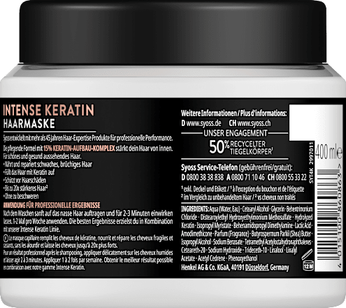 syoss Haarmaske Intense Keratin, 400 ml dauerhaft günstig online kaufen | dm.de