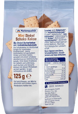 dmBio Mini Dinkel Schoko Kekse, 125 g dauerhaft günstig online kaufen ...