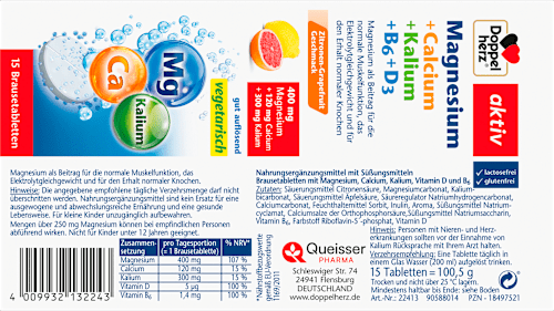 Doppelherz Magnesium Calcium Kalium + Vitamine B6 + D3 15 St, 100,5 g ...