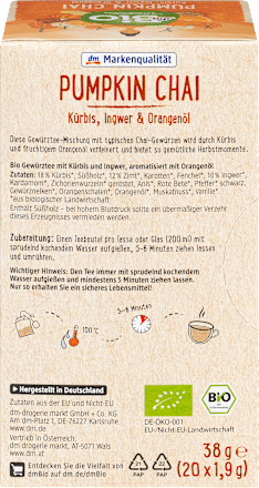 dmBio Gewürztee Pumpkin Chai (20 Beutel), 38 g dauerhaft günstig online ...