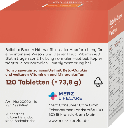 Merz Spezial Carotin Summer Teint Tabletten 120 St, 73,8 g dauerhaft ...