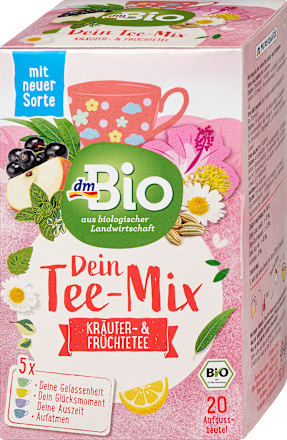 dmBio Tee-Mix, Kräuter- & Früchtetee 4 Sorten (20 Beutel), 39,5 g ...