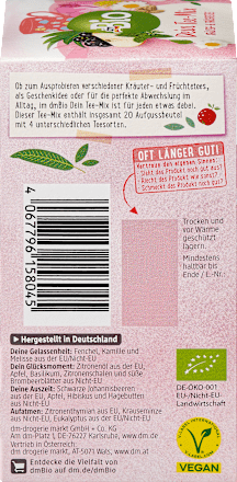 dmBio Tee-Mix, Kräuter- & Früchtetee 4 Sorten (20 Beutel), 39,5 g ...