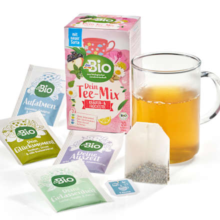 dmBio Tee-Mix, Kräuter- & Früchtetee 4 Sorten (20 Beutel), 39,5 g ...