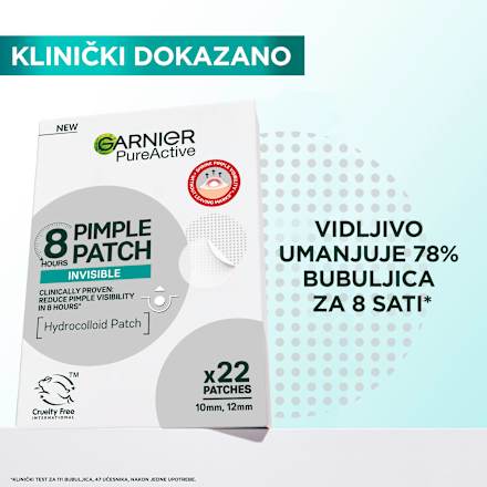 GARNIER PureActive PureActive 8 HOURS PIMPLE PATCH INVISIBLE flasteri za bubuljice, 22 kom | dm.rs
