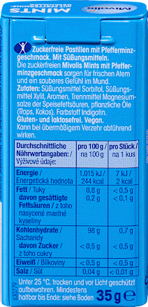Mivolis Pastillen, Mints Pfefferminz, zuckerfrei, 35 g dauerhaft ...