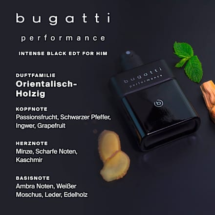 bugatti Performance Intense Black Eau de Toilette, 100 ml dauerhaft ...