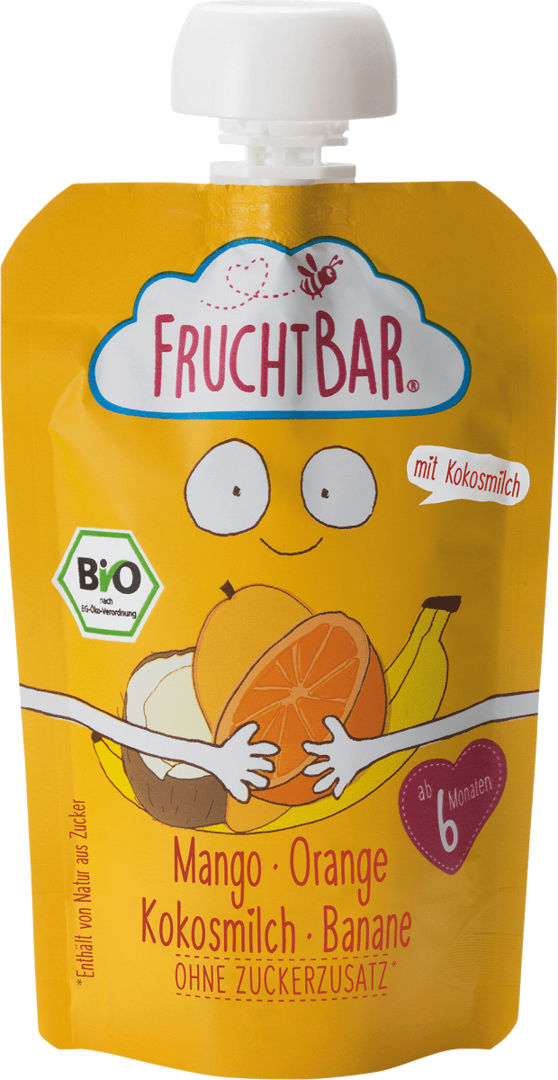 FruchtBar Quetschie Mango, Orange, Kokosnuss & Banane ab 6 Monaten, 100 ...