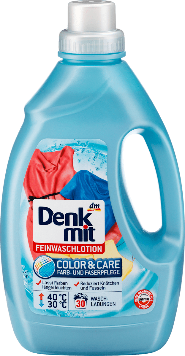 Denkmit Feinwaschmittel flüssig Lotion Color & Care, 1,5 l dauerhaft ...
