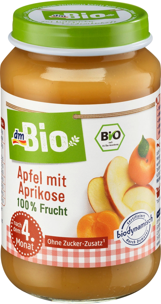 dmBio Apfel mit Aprikose nach dem 4. Monat, Demeter, 190 g dauerhaft ...