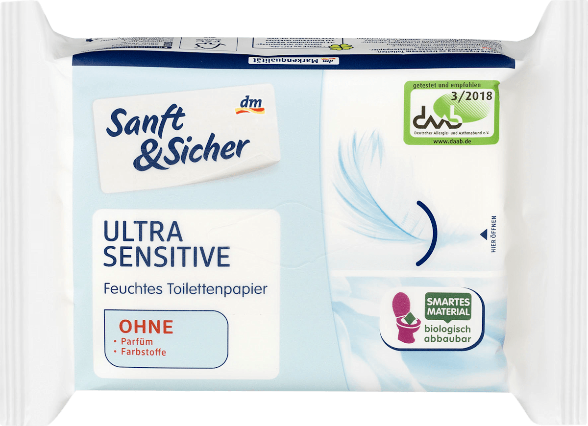 Sanft&Sicher Feuchtes Toilettenpapier Ultra Sensitive, 50 St dauerhaft ...