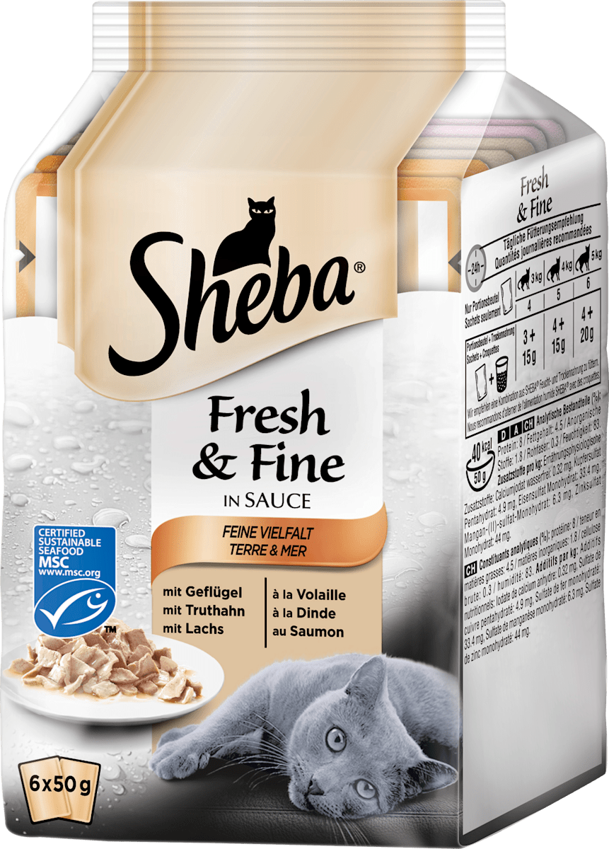 Sheba Nassfutter für Katzen, Fresh&Fine Feine Vielfalt (MSC), Multipack ...