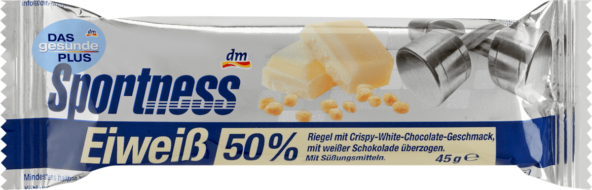 Sportness Eiweiß-Riegel 50%, Crispy-White-Chocolate-Geschmack, mit ...