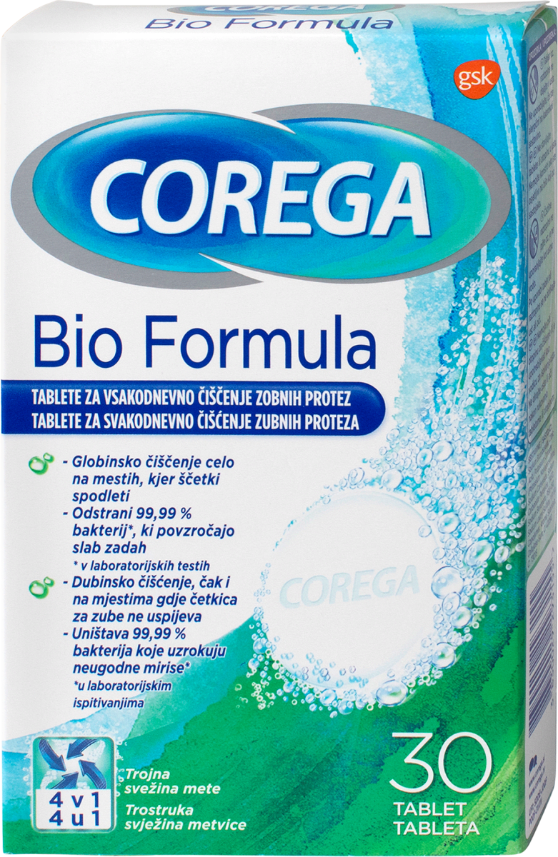 COREGA Bio Formula tablete za svakodnevno čišćenje zubnih proteza, 30 ...