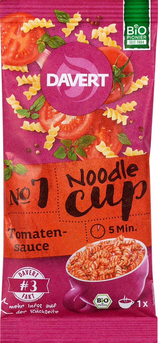 Davert Noodle Cup Tomatensauce, 67 g | dm.at