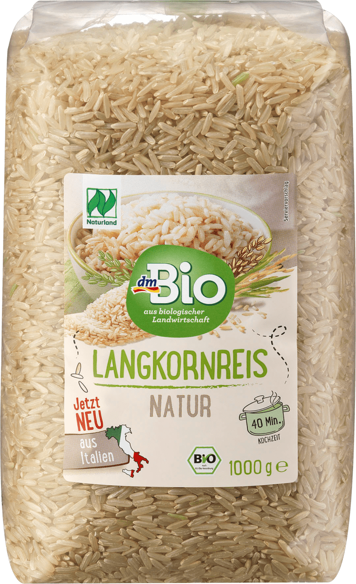 dmBio Reis, Langkorn-Reis natur, Naturland, 1 kg dauerhaft günstig ...