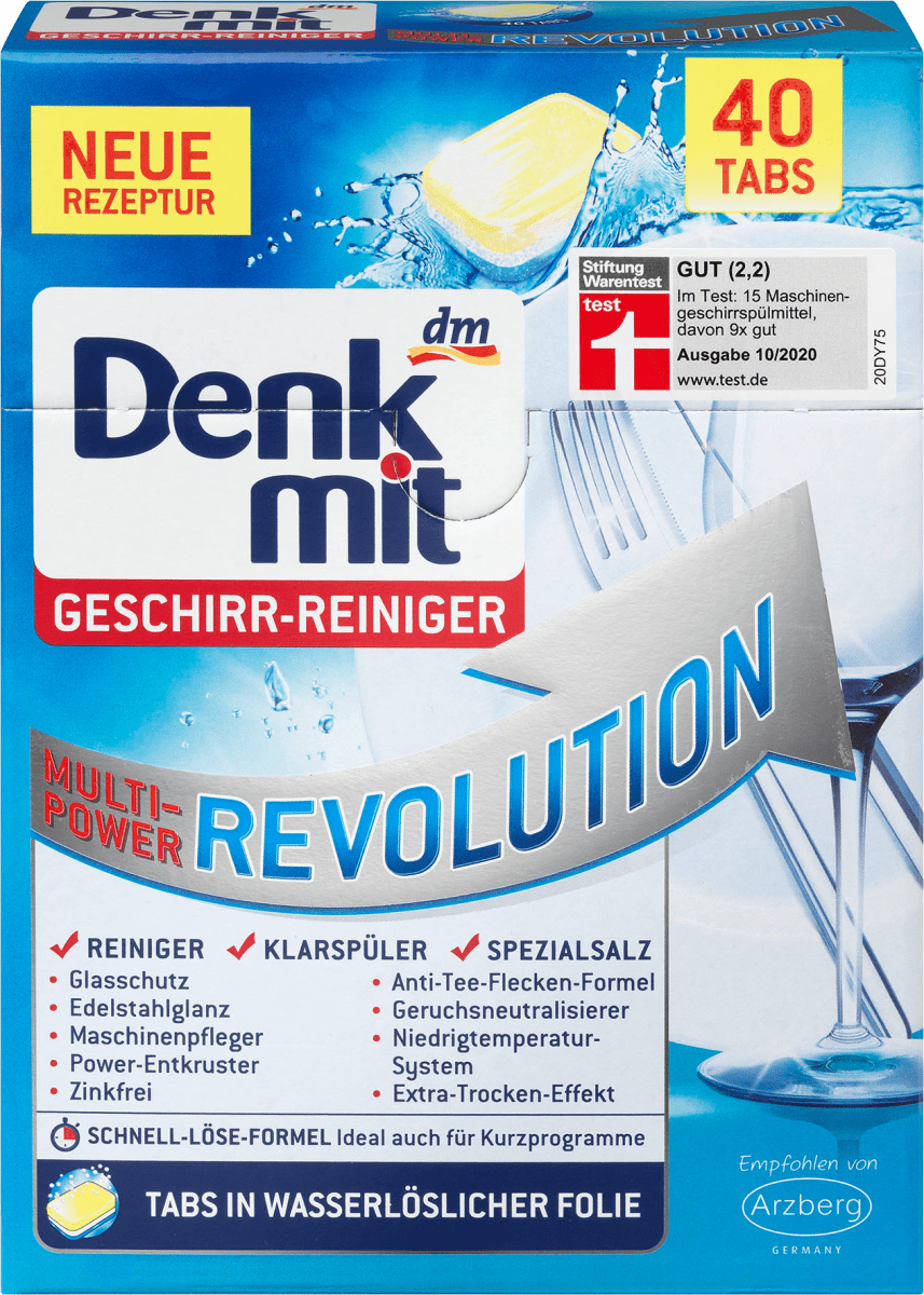 Denkmit Spülmaschinen-Tabs Multi-Power Revolution, 40 St dauerhaft ...