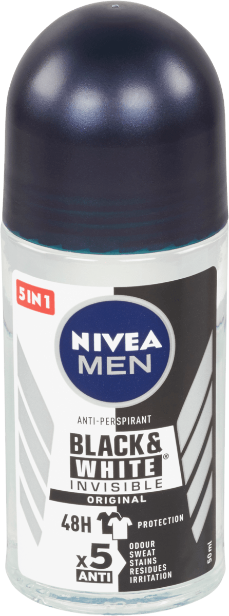 NIVEA MEN antiperspirant roll-on Invisible for Black & White Power, 50 ...