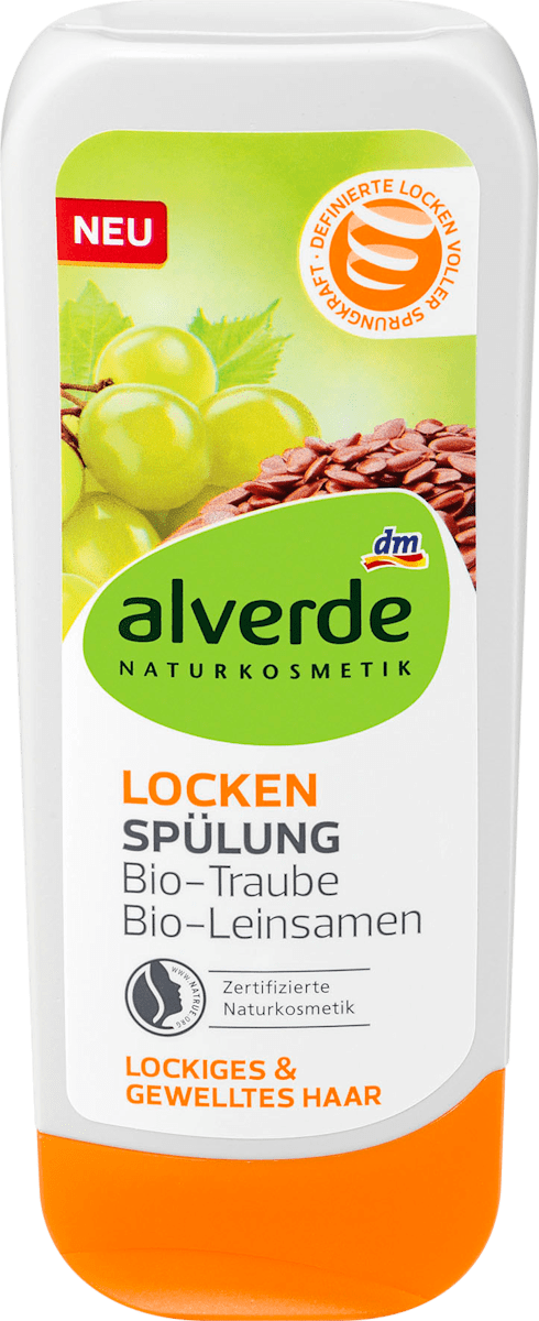 alverde NATURKOSMETIK Spülung Locken Bio-Traube, Bio-Leinsamen, 200 ml ...