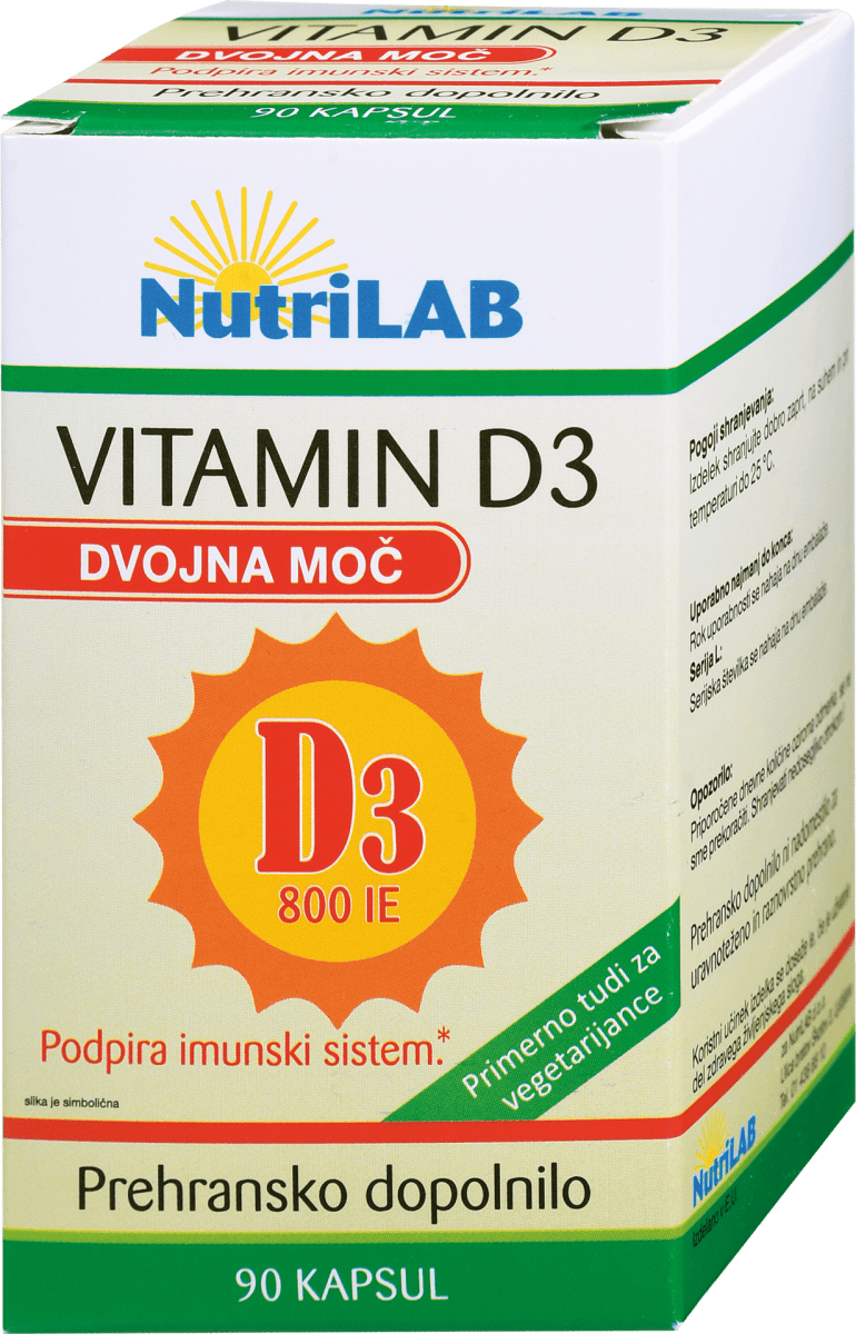 NutriLAB Prehransko dopolnilo Vitamin D3 dvojna moč, 90 kos | dm.si