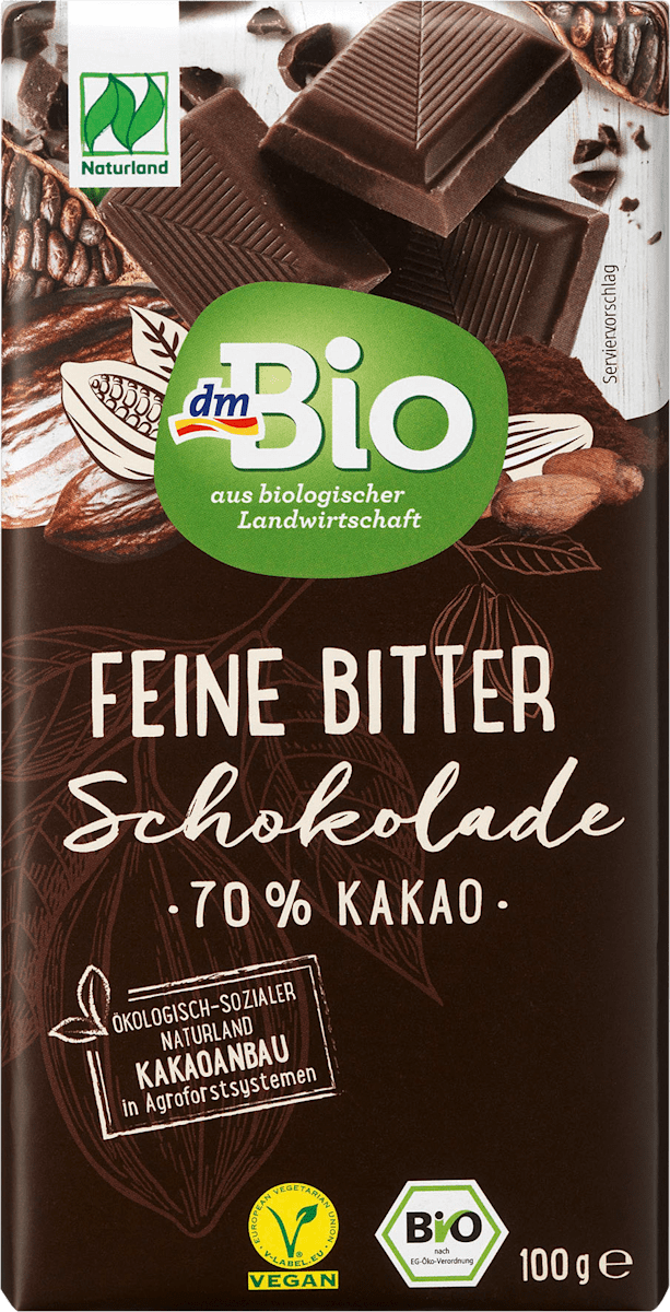 dmBio Schokolade, Feine Bitter, 70 % Kakao, Naturland, 100 g dauerhaft ...