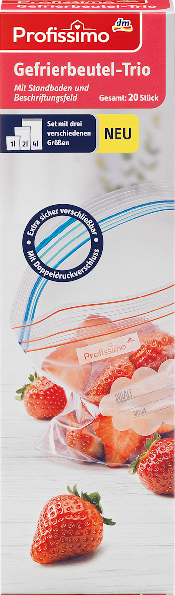 Profissimo Gefrierbeutel-Trio Set 1, 2 und 4 Liter, 20 St dauerhaft ...