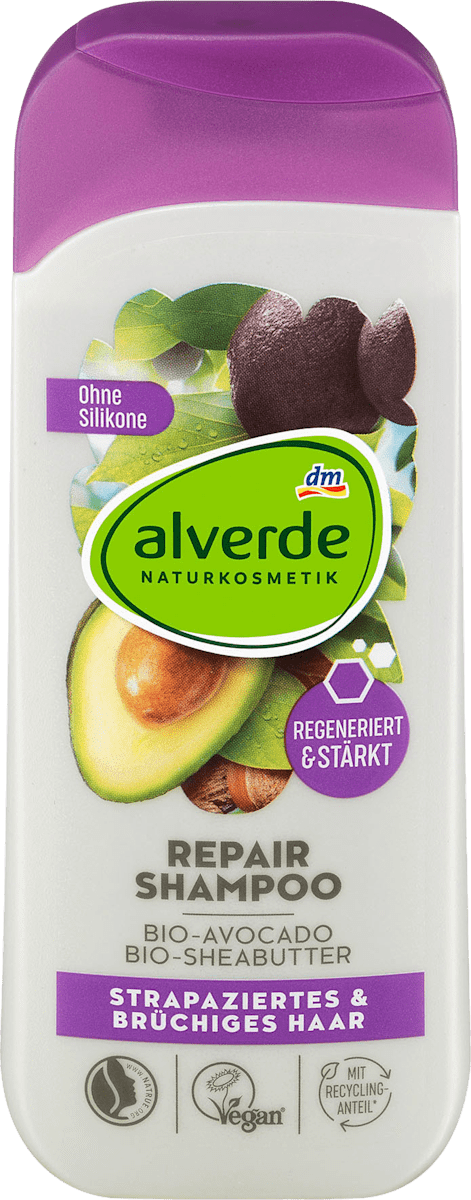 alverde NATURKOSMETIK Shampoo Repair Bio-Avocado, Bio-Sheabutter, 200 ...