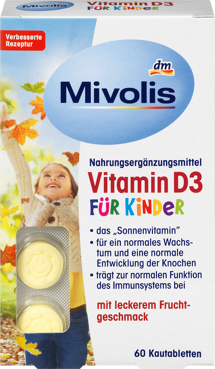 Mivolis Vitamin D3 für Kinder, Kautabletten 60 St., 51 g dauerhaft ...