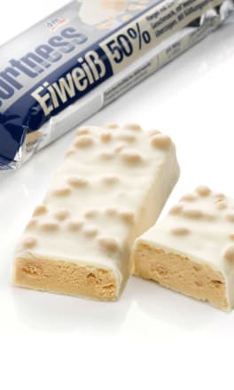 Sportness Eiweiß-Riegel 50 %, Crispy-White-Chocolate-Geschmack, mit ...