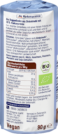 dmBio Kekse, Dinkel Doppelkeks Kakao, Mini, Naturland, 90 g dauerhaft ...